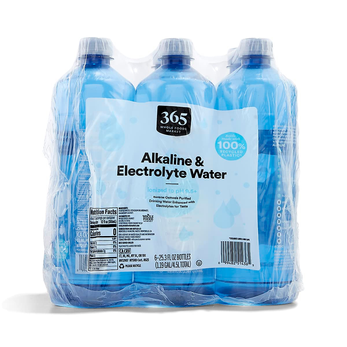 365 by Whole Foods Market, Alkaline & Electrolyte Water, 6 Pack