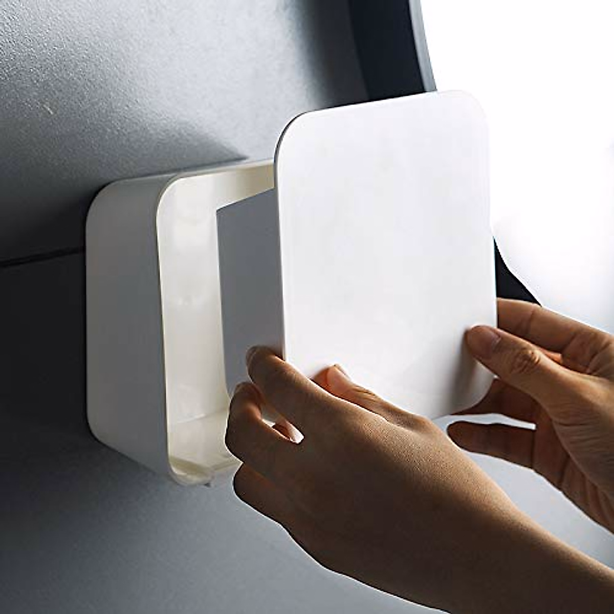 YOKOKO Cotton Swab Storage Box Dispenser Jar Wall Mount Cotton Ball Qtip Balls Holder Organizer Tampon Cotton Rounds Buds Container with Lid for Bathroom Canisters, Bedroom