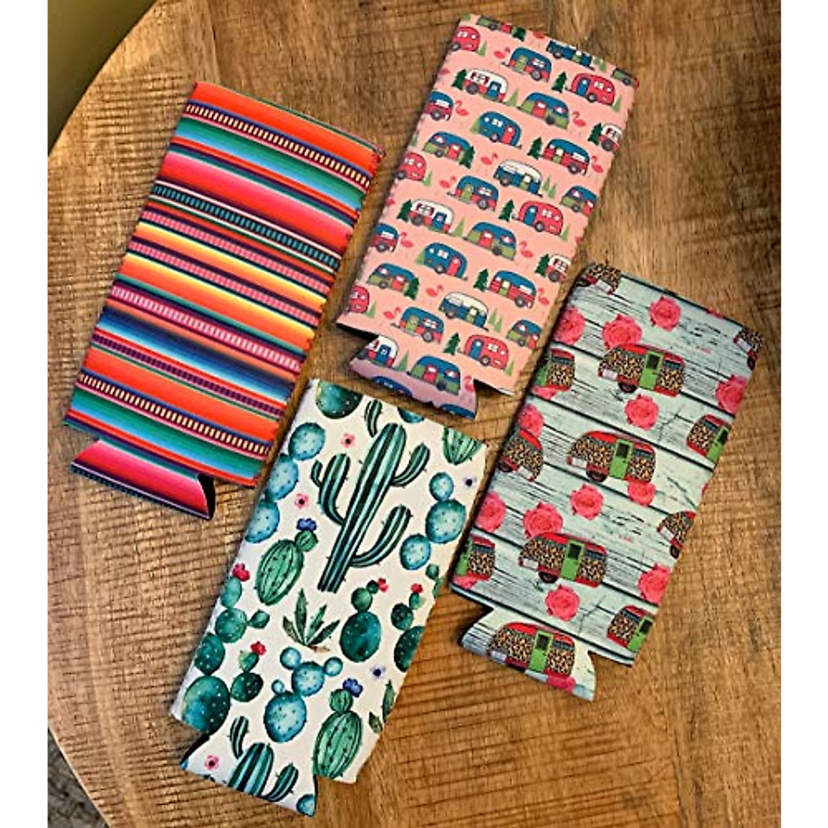 Party Girl Kim Slim Can Coolers - Neoprene Insulated Slim Can Cooler for Tall Skinny 12oz Cans like Truly Hard Seltzers and Red Bull - 4 Pack Camper