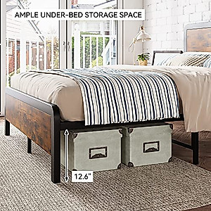 Alkmaar Full Bed Frame with Headboard, Platform Bed Frame with Safe Rounded Corners & Strong Metal Slats Support, Mattress Foundation, Noise-Free, No Box Spring Needed