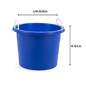 United Solutions 19 Gallon Rope Handle Tub, 2-Pack, Heavy-Duty Organization and Easy-Access Storage Tub, Multi-Purpose, Made with Rugged Plastic, Black