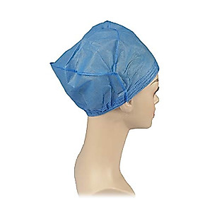 100PCS Disposable Working Hair Cap with Elastic SMS Easy Breathe Cool and Strong Head Cover Blue