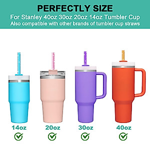 Allwith 12 PCS Replacement Straws for Stanley|Owala|Simple Modern 40oz 30oz Tumbler, Reusable Color Drinking Straws with Cleaning Brush for Stanley Cup Accessorie，BPA Free, Dishwasher Safe