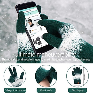 Womens Winter Knit Beanie Hats and Touchscreen Gloves Long Scarf Set with Warm Fleece Lined Skull Caps Gloves Scarves for Women