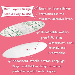 saicheek 20-Pack Baby Ear Covers for Shower with Cotton Ball,Baby Shower Cap Baby Ear Protection for Bath,Waterproof Ear Covers Ear Stickers for Swimming,Shower Cap for Kids Toddler