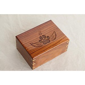 SUPER QUALITY HANDICRAFTS INDIA Wooden Urn Box For Pet Ashes | Wood Cremation Urns For Cat and Dog Ashes | Handmade Keepsake Urns | Funeral Urns With Bottom Opening System