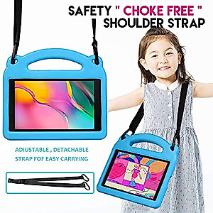 FIREVASE Tablet Case for Samsung Galaxy Tab A 8.0 Inch,2019 SM-T290/T295, EVA Protective Case Shock Absorption Convertible Built-in Handle Lightweight Child Protective Case with Shoulder Strap (Blue)