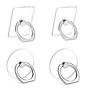 Cell Phone Ring Stand Holder,4 PCS Transparent Finger Ring Holder,360° Degree Rotation Kickstand Phone Ring Grips Compatible with Most Smartphones and Tablet