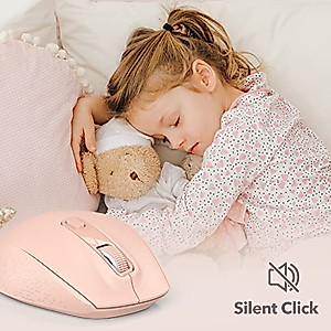 WisFox Bluetooth Mouse, Silent Wireless Mouse Come with 2 Modes (Bluetooth 3.0/5.0 + USB), Multi-Device Portable Cordless Mouse for Laptop, iPad, MacOS, PC, Windows, Android (Pink)