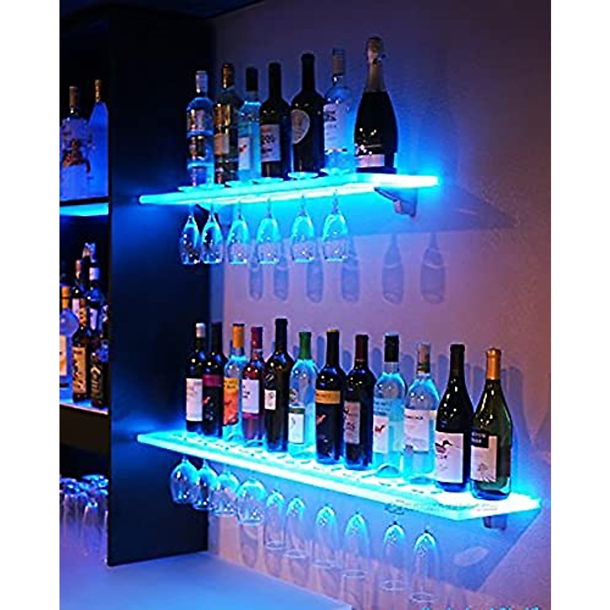 Liquor Bottle Display Shelf, 2 Pack Bar Shelves for Liquor Bottles 36 in Led Bar Shelf Floating Lighted LED Shelves Commercial Illuminated Bar Home Wall Mounted Racks with Remote Control (36)