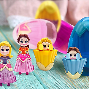 4Pack Easter Jumbo Princess Deformation Prefilled Easter Eggs with Toys, Easter Party Favors Gift for Girls Boys, Toddlers Kids Easter Basket Stuffers Fillers, Classroom Prize Supplies (Princess)