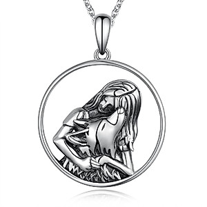 CVRAVO Wolf Necklace 925 Sterling Silver Wolf Pendant Necklace Spirit Animal Wolf Jewelry Gifts for Women Wife Mom