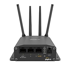 Peplink Cellular Router MAX BR1 Mini - LTE (CAT 7) WiFi Router | LTE Cellular Modem | 3 Ethernet LAN, Built-in WiFi | Redundant SIM Slots, Built-in eSIM | Upgradeable to Dual WAN | VPN capable