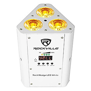 Rockville RGBWA+UV Rechargeable Wireless Wash DJ Up-Light in White (RockWedge LED