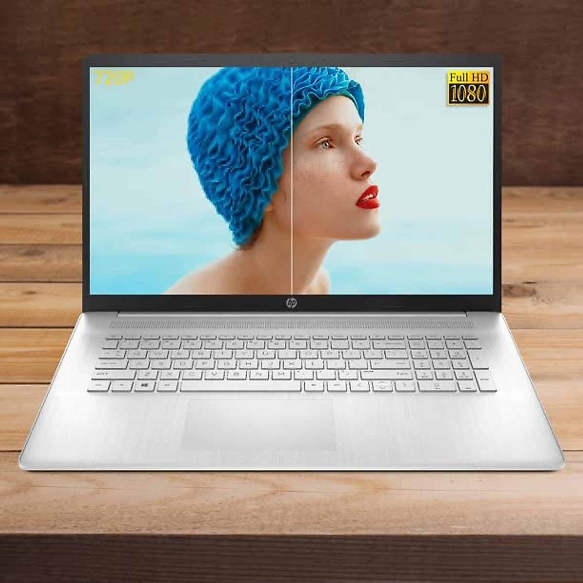 HP 2023 17.3'' FHD IPS Laptop PC Intel 4-Core i5-1135G7 Iris Xe Graphics 12GB DDR4 256GB NVMe SSD HDMI WiFi AC BT4.2 USB-C Backlit Keyboard Webcam Natural Silver Windows 10 Pro w/RE 32GB USB