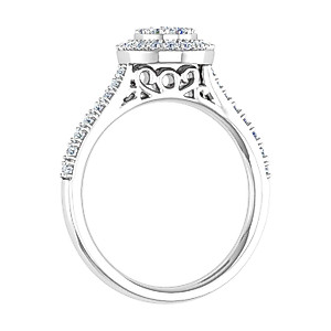 1/2 Carat Diamond Cluster Engagement Ring in 10K White Gold (Ring Size 5.5) (I1-I2 Clarity)