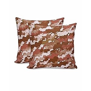 LUSWEET Cotton Throw Pillow Covers Reversible Set of 2, Camouflage Netting Camo Soft Couch Pillow Covers for Sofa Bedroom Living Room 18 x 18 Inch Decorative Cushion Case Home Decor