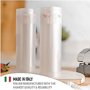 MagicVac Vacuum Sealer Rolls 2 Roll Pack 8"x20' Length Thicker Heavy Duty Material for Sous Vide, Meal Prep, Microwave and Freezer works with FoodSaver, Seal-a-Meal and more BPA Free Made in Italy
