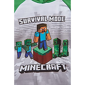 Minecraft Boys 2 Piece Fleece Pants Sets, Pullover Hoodie and Jogger Set for Boys (Green/Grey, Size 4)