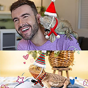 13 Pieces Christmas Bearded Dragon Santa Hat Leash Harness Scarf Set Bearded Dragon Lizard Christmas Outfits Costume Leash Harness Scarf and Hat Wings Accessories for Reptile Small Pet Animals