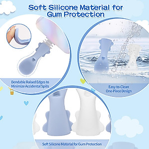 Leak-Proof Silicone Baby Spoon Topper: Easy Attach Spoons for Infant Food Pouches, Includes Baby Spoons, Spoon Silicone, and Squeeze Pouch Attachments, (Blue-White)