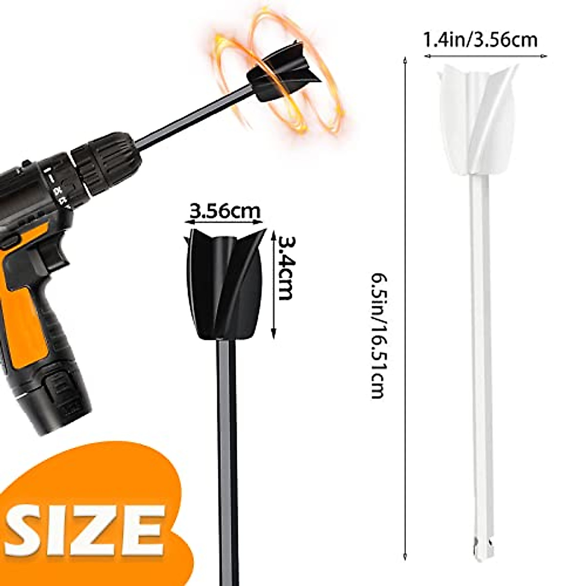 IHUIXINHE 4 Pcs Resin Mixer Paddles,Paint Mixer Drill Attachment for Mix Epoxy Resin, Paint, Ceramic Glaze and Reduce Bubbles,Black,White