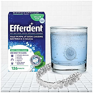 Efferdent Retainer Cleaning Tablets, Denture Cleaning Tablets for Dental Appliances, Minty Fresh & Clean, 126 Count