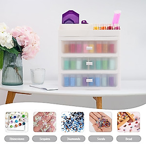 QUEFE Diamond Painting Storage, 3 Drawers, 144 Slots Storage Bottles, Diamond Painting Accessories and Tools, Diamond Art, Bead Box, Diamond Painting Organizer