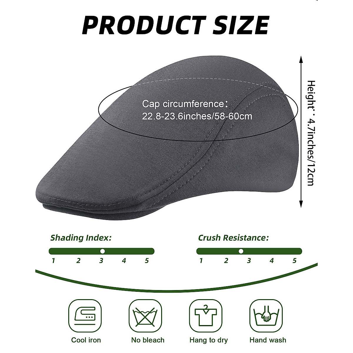Foaincore 12 Pieces Newsboy Hat for Men, Flat Caps Bulk Driving Cabbie Hunting Hat