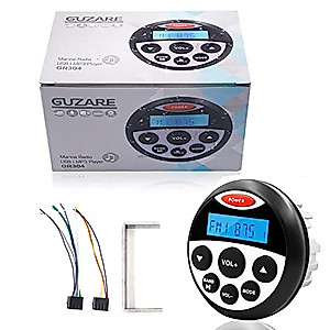 GUZARE Boat Marine Stereo Receiver Bluetooth - 45 x 4 Watts Audio AM FM Gauge Waterproof Radio Tuner Streaming for Boats Golf Cart ATV UTV and Spa Hot Tubs GR304