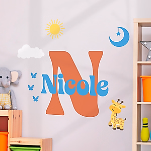 Multiple Font Personalized Name & Initial Vinyl Wall Decor I Nursery Wall Decal for Boy & Girl Decoration I Stickers Aesthetic I Multiple Options for Customization