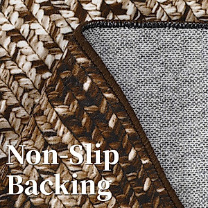 LUXLOOM Washable Rug 8x10 Area Rugs for Living Room Modern Bedroom Rug Brown Rug Imitation Braided Large Area Rug Non Slip Throw Rugs Stain Resistant Carpet for Nursery Dining Room 8'x10' Dark Brown