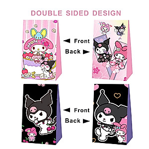BNFUO 12 Pack Kuromi Party Favor Gift Bags for My Melody Birthday Party Decorations