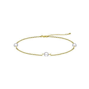 ASCOMY Dainty Pearl Bracelets for Women 14K Gold Plated Handmade Pearl Bracelet Freshwater Pearls Jewelry Gifts for Women