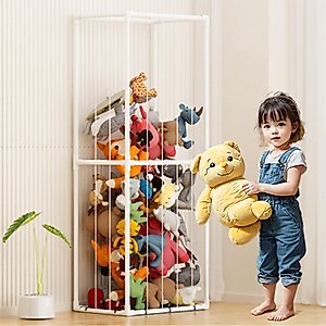 67i Extra Large Stuffed Animal Storage Zoo Kids Toy Storage Holder Organizer PVC Plush Storage Organizer Shelf Playroom Storage Kids Room Organization Corner Nursery Decoration (63"x23.6"x13.7")