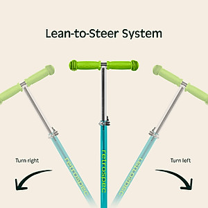 Retrospec Chipmunk Kick 3 Wheel Scooter for Kids, Toddlers, Girls & Boys - Padded Handlebars, PU Wheels, & Extra Wide Non-Slip Deck - Children 5 Years & Up - Turquoise