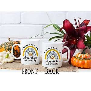 Qsavet New Baby Reveal Gift For Aunt 2023, Promoted to Aunt 2023 Mug, New Aunt Mug, Gifts For New Aunt 2023, Pregnancy Announcement For New Aunt, 11oz Coffee Mug Gift For New Aunt, Future Auntie 2023