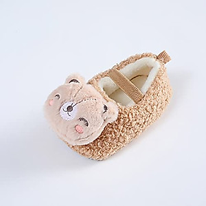 Lykmera Winter Children Baby Toddler Shoes Boys Girls Floor Shoes Flat Bottom Non Slip Plush Warm Cartoon Fleece Slippers (C, 0-3 Months)