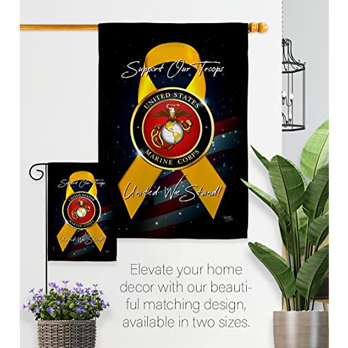 Breeze Decor Support Marine Corps Garden House Flag Kit Armed Forces USMC Semper Fi United State American Military Veteran Retire Official Decoration Banner Small Yard Gift Double-Sided, Made in USA