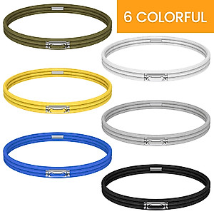 Garbage Can Rubber Bands Fits 8-33 Gallon Trash Cans Colorful Bands Adjustable Garbage Can Rubber Bands with Buckle Homewares Litter Box Bands for Kitchen Tables Picnic Party (6 Pcs)