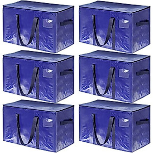6 Pack Moving Bags,Heavy Duty Extra Large Packing Bags for Moving,Reusable Moving Totes with Reinforced Handles & Zippers,Foldable Moving Storage Bags for Space Saving Moving Supplies
