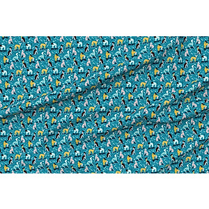 Spoonflower Fabric - Small Scale Greyhounds Turquoise Greyhound Dogs Breeds Hound Printed on Petal Signature Cotton Fabric by The Yard - Sewing Quilting Apparel Crafts Decor