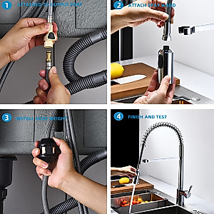 Pulldown Replacement Hose Kit Replacement Hose Parts for Moen Kitchen Faucets 150259 &187108 Spray hose Strong Nylon Finish- Sized Right at 68" Inches