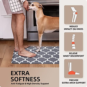 KOKHUB Kitchen Mat,1/2 Inch Thick Cushioned Anti Fatigue Waterproof Kitchen Rug, Comfort Standing Desk Mat, Kitchen Floor Mat Non-Skid & Washable for Home, Office, Sink,17.3"x28"- Grey