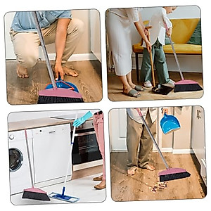 WHAMVOX 2pcs Stainless Steel Broom Garage Broom Soft Broom Garbage Broom Floor Cleaning Broom Indoor Outdoor Broom Room Cleaning Broom Long Handled Broom Large Broom Brooms Plastic Pink