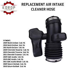 Air Intake Cleaner Hose REPLACES# 25783713 Fits for 2009 2010 2011 Buick Enclave Chevy Traverse GMC Acadia Saturn Outlook, Intake Boot Tube Outlet Duct