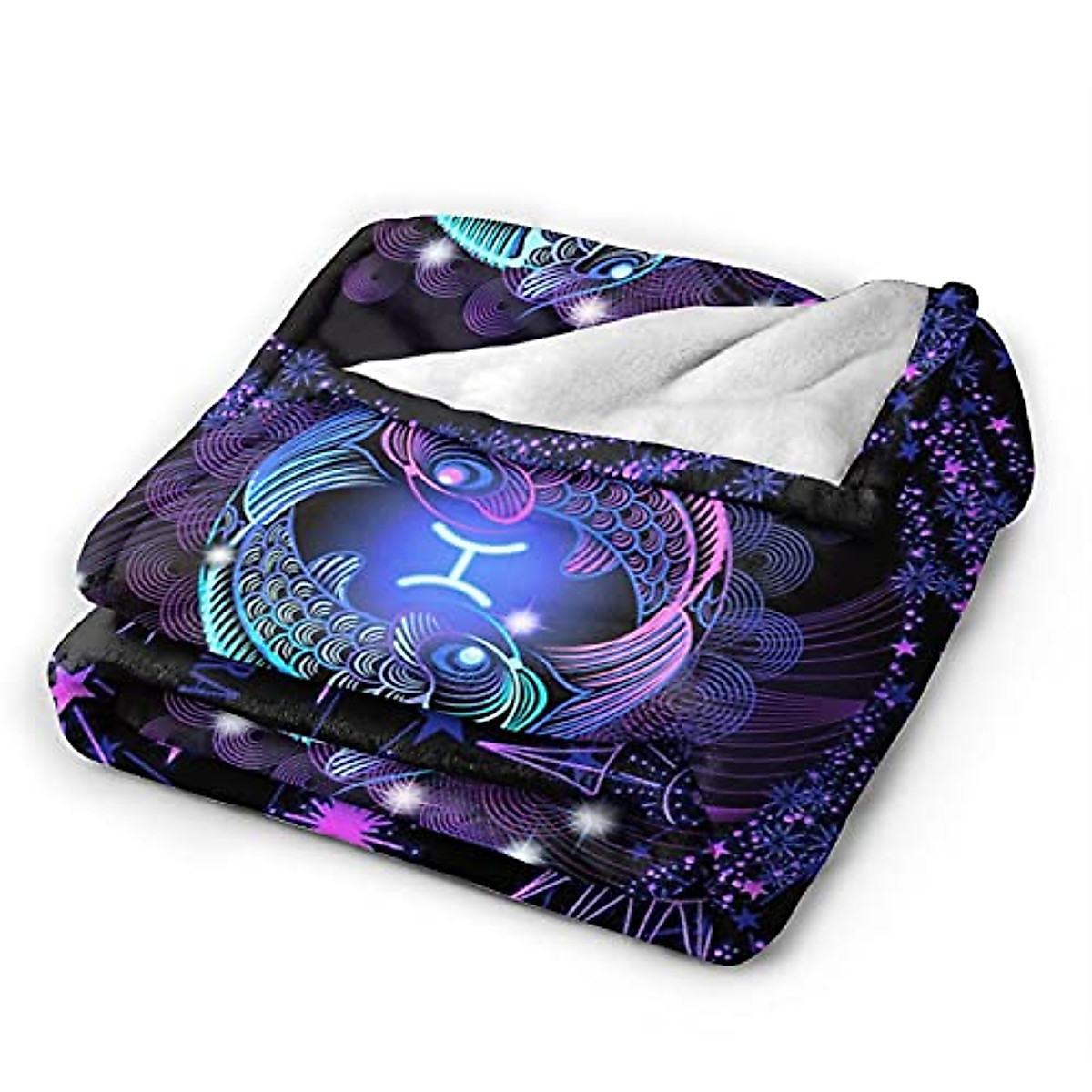 Pisces Throw Blanket Flannel Constellations Blanket Warm & Soft 12 Horoscope Astrology Throw Blankets Constellation Theme Home Décor 50"X40"