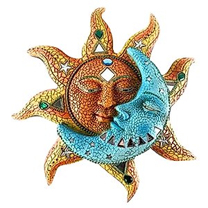 Rustic Art Decor Sun and Moon Sculpture Wall Decor Metal Wall Home Sculpture- Indoor Outdoor Decoration For Home Living Room Bedroom Bathroom Kitchen Patio Fence Porch (Multi, 11x11inch)