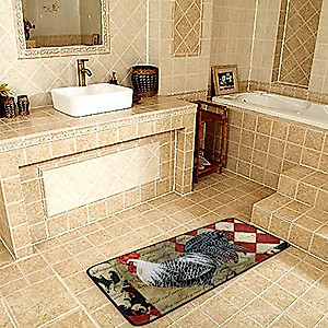 Krafig Rug Rooster Cock Non Slip Mat Area Rug Runners Floor Carpet for Kitchen Bedroom Living Room 39x20 Inch
