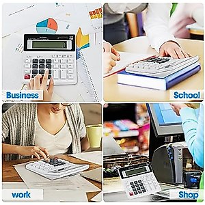 Calculator, BviFioX Desk Calculator, 12 Digit Large LCD Display, Solar and Battery Office Calculator, Large Keys, Standard Function for Daily Use in Home and Office (CT-200ML)